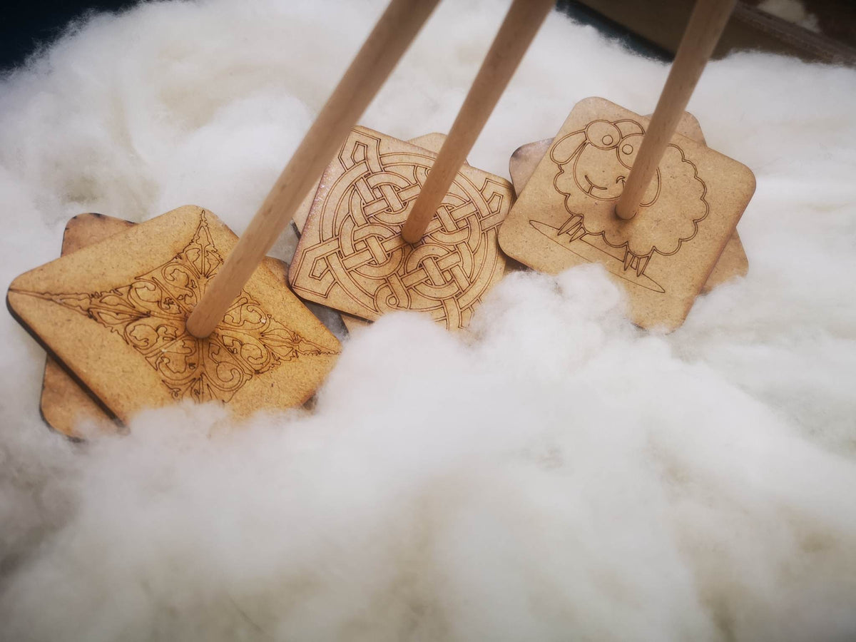 Wollschaaarfe Handspindel aus MDF platten... 3 Motive – Wollschaaarf ...